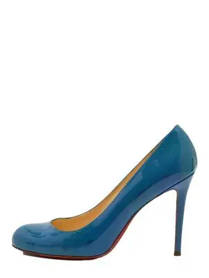 CHRISTIAN LOUBOUTIN Patent Leather Round Toe Stiletto Pumps - Blue