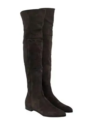 Prada Suede Over-the-knee Boots - Brown