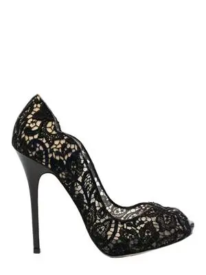 JIMMY CHOO 120mm Lace Peep-toe Stiletto Sandals - Black