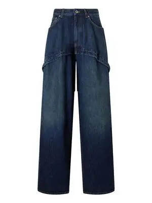 Loewe Tiered Mid-rise Wide-leg Jeans - Blue