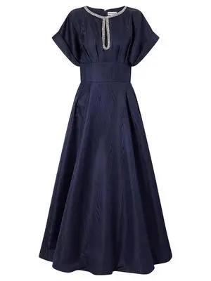 Rebecca Vallance Embellished Moire Gown - Blue