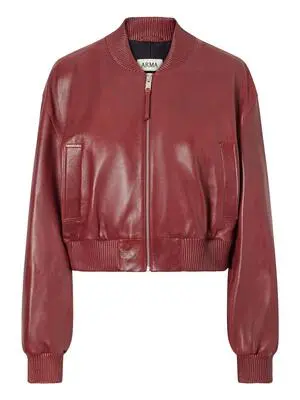 ARMA Hannan Leather Bomber Jacket - Red