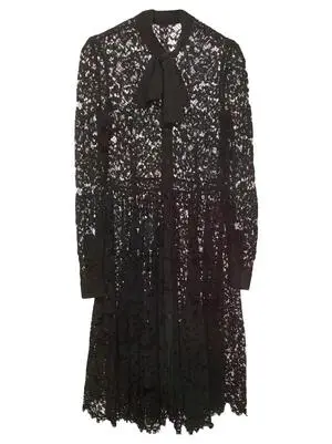 Dolce & Gabbana Floral-lace Midi Dress - Black