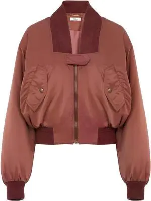 Chloé Ribbed-trim Zip-up Bomber Jacket - Brown