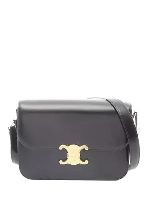 Celine Classique Triomphe Crossbody Bag In Shiny Calfskin - Black