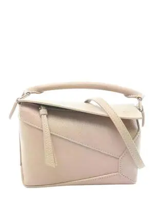 Loewe Loewe Mini Calfskin Puzzle Edge Satchel Neutrals