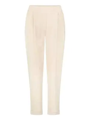 BETTY BARCLAY Pleated Turn-up Trousers - Neutrals
