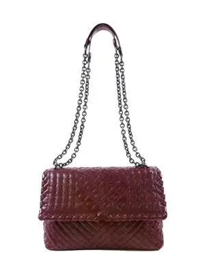 Bottega Veneta Intrecciato Leather Shoulder Bag - Red