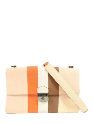 Longchamp Striped Leather Shoulder Bag - Neutrals