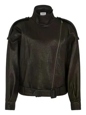 DUCIE Serpa Grained Calf Leather Jacket - Black