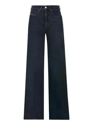 DIESEL® Logo Patch Wide-leg Jeans - Blue