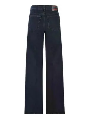 DIESEL® Diesel Logo Patch Wide-Leg Jeans Blue
