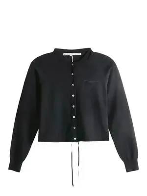 Alexander Wang Logo-embroidered Drawstring Cardigan - Black