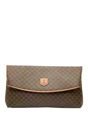 Celine Macadam Coated Canvas Clutch Bag - Brown