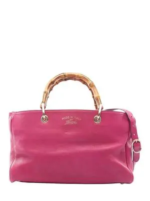 Gucci Calfskin Bamboo Shopper Satchel - Pink