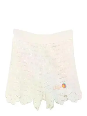 Chloé Crochet Knit Scalloped Edge Shorts - Neutrals