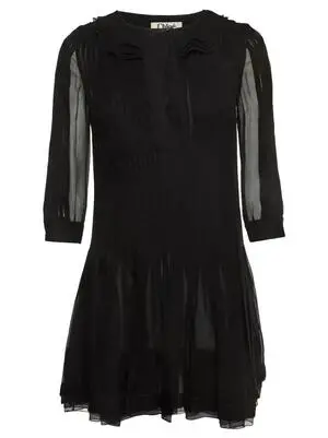 Chloé Pleated Silk Mini Dress - Black