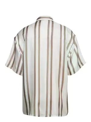John Elliott Striped Short-sleeved Silk Shirt - Neutrals