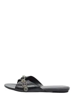 Balenciaga Balenciaga Le Cagole Leather Slides With Gunmetal Studs Black