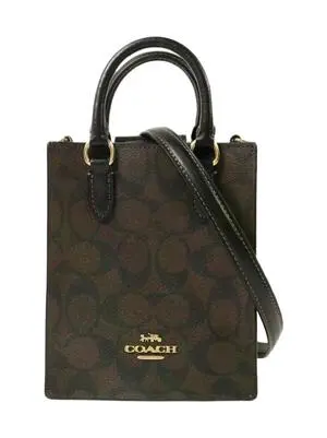 COACH VINTAGE Signature North South Mini Tote Bag - Brown