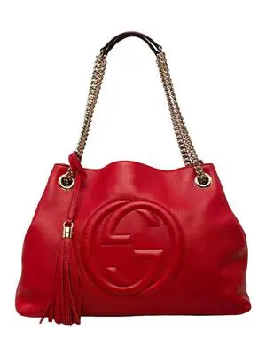 Gucci Soho Calfskin Chain Tote Bag - Red