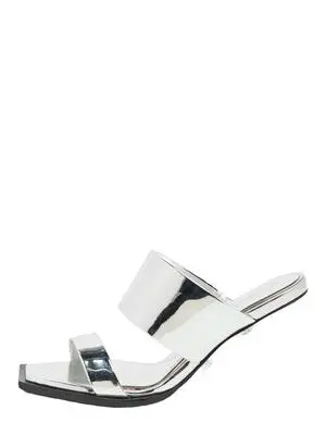 Alexander McQueen Metallic Leather Wedge Sandals - Silver