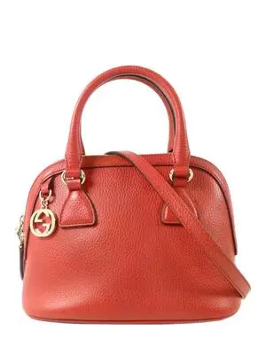 Gucci Gg Charm Leather Shoulder Bag - Red