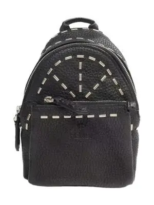 Fendi Selleria Roman Leather Backpack Charm - Black