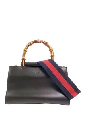Gucci Gucci Bamboo Nymphaea Two-Way Tote Bag Black