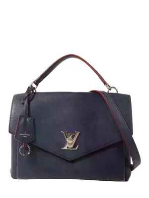 LOUIS VUITTON Louis Vuitton Mylockme Leather Shoulder Bag Blue