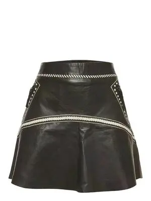 Roberto Cavalli Leather Flared-hem Mini Skirt - Black