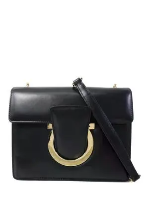FERRAGAMO Gancini Chain Shoulder Bag - Black