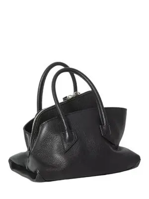 Attico Mini La Passeggiata Grain-effect Leather Tote Bag - Black