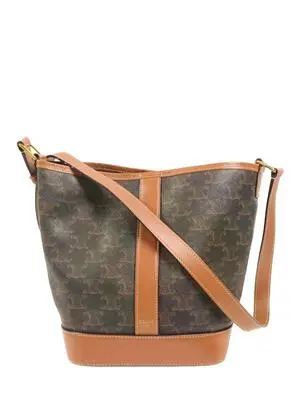 Celine Small Triomphe Bucket Bag In Triomphe Canvas - Brown