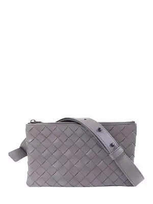 Bottega Veneta Intrecciato Leather Shoulder Bag - Grey