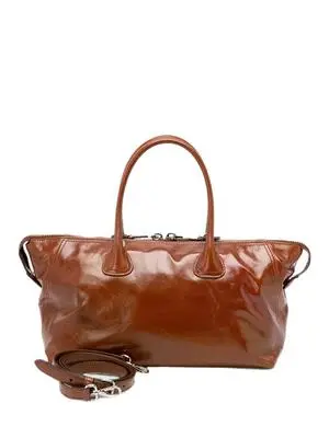 Miu Miu Logo-embossed Leather Tote Bag - Brown
