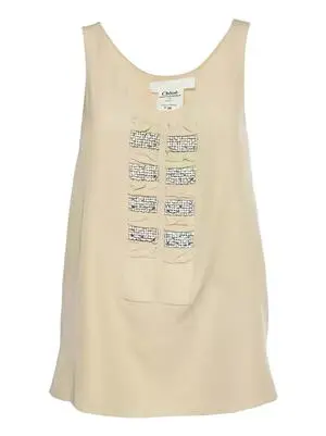 Chloé Embellished Sleeveless Top - Neutrals
