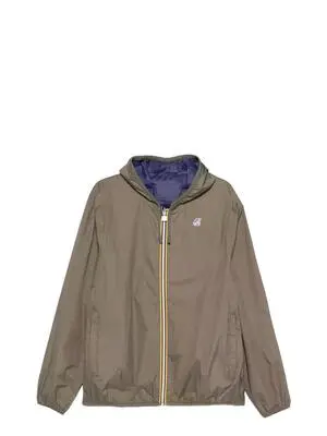 K-WAY Hooded Logo Patch Jacket - Brown