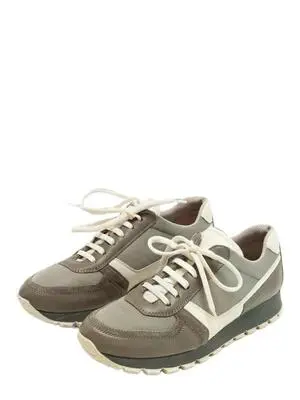 Prada Paneled Lace-up Sneakers - Grey