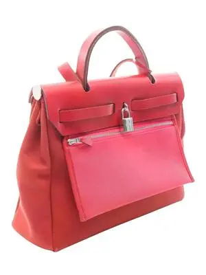 Hermès Toile Herbag Zip 31 Satchel - Red