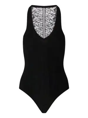 Liu Jo Bodysuit With Lace Insert And V-neckline - Black