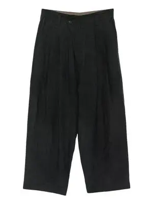 ZIGGY CHEN Pleated Waistband Wide Leg Trousers - Blue