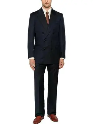 TOM FORD Herringbone Double-breasted Suit - Blue