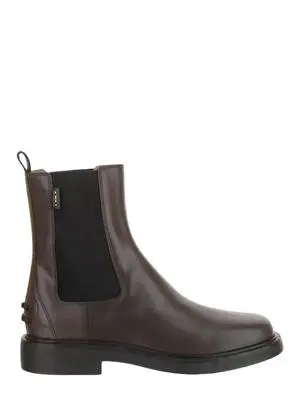 TOD'S Elasticated Leather Ankle Boots Brown