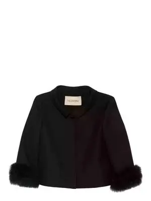 Valentino Garavani Feather Trimmed Jacket - Black