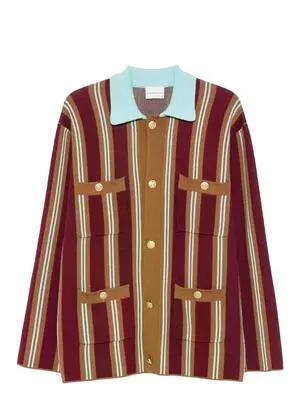 Drole De Monsieur Vertical-stripe Cardigan - Red