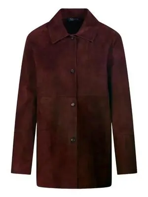 Max Mara Suede Button-front Coat - Red