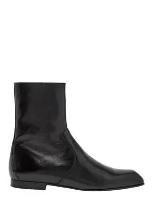 Khaite Leather Ankle Boots - Black