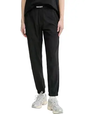 Dkny Logo Waistband Elasticated Cuff Track Pants - Black