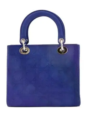 Dior Lady Bag Cannage Embossed Matte Calfskin Satchel - Blue